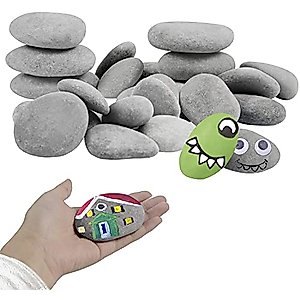 30 River Rocks for Painting, Painting Rocks Bulk, Smooth Rocks for Painting, Natural Stones, Craft Rocks for Painting Around 1.2-3.5 inches, Kindness Rocks, Outdoor Garden Rock Art, Family DIY Project