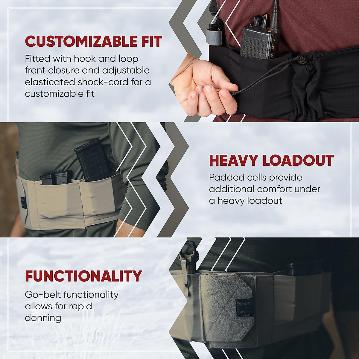 Vertx Mens Clutch Unity Tactical Belt, Modular Mission Belts for Men, Gun Holster Radio Mag Pouch Belts for CCW Concealed Carry of Tactical EDC Hunting Survival Gear, It's Black, MEDIUM