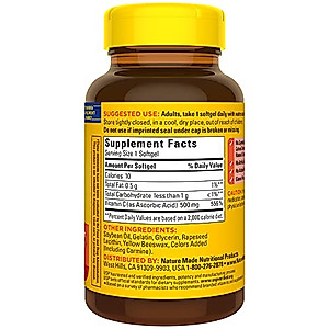 Nature Made Vitamin C 500 mg, Dietary Supplement for Immune Support, 60 Softgels, 60 Day Supply