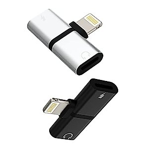 2pack,Headphone Adapter Compatible for Lightning Double to Audio Jack and Charger Earphone Charging Splitter Compatible with iPhone 11 12Mini pro max xs xr x 7 8plus for ipad air Connector for Apple