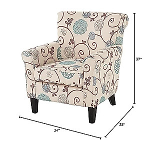 Christopher Knight Home Roseville Fabric Floral Club Chair, Blue Flowers