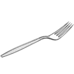 Comfy Package [100 Pack] Heavyweight Clear Plastic Forks with Engraved Design - Disposable Sturdy Plastic Utensils for Parties, Weddings, and Events