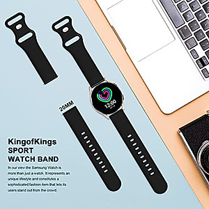 20mm Watch Bands Compatible with Samsung Galaxy Watch 6/Classic, 4/Classic Band 40mm 42mm 44mm 46mm, Watch Active 2 40mm 44mm/Watch 3 41mm, Soft Silicone Bands Elastic Replacement Galaxy Strap