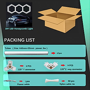 SENKOYU LED Car Garage Light, Attachable Plug in Ceiling Light, 96W 10640LM 6500K Daylight White, IP54 Hexagonal Shop Light for Car Detailing, Garage, Workshop and Gym (3 Hexagonal Grids)