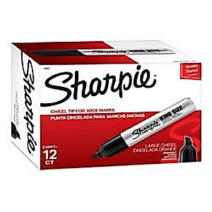 Sharpie King Size Permanent Marker, Chisel Tip, Black Ink, Dozen (San15001)