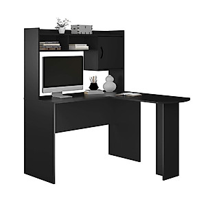Mainstays' L-Shaped Desk with Hutch, Multiple Colors (L-Shaped Desk with Hutch, Espresso/Rustic Oak)