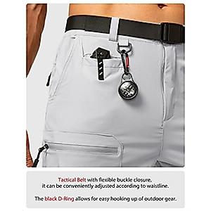 Men's Hiking Cargo Shorts Stretch Quick Dry Outdoor Tactical Shorts for Men with Multi Pocket for Fishing Casual(Light Grey,L)