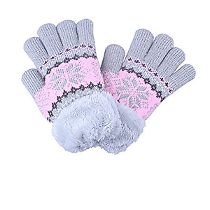 2Pairs Children Kids Warm Winter Gloves Mittens Fleece Lining For Little Girl