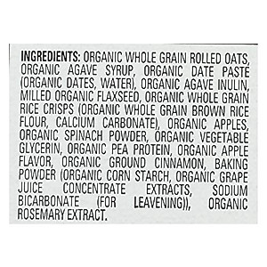 Happy Tot Organics Fiber & Protein Soft-Baked Oat Organic Toddler Snack Apple & Spinach, Organic Gluten Free Kosher Non-GMO, 4.4 Ounce Bars (pack of 5)