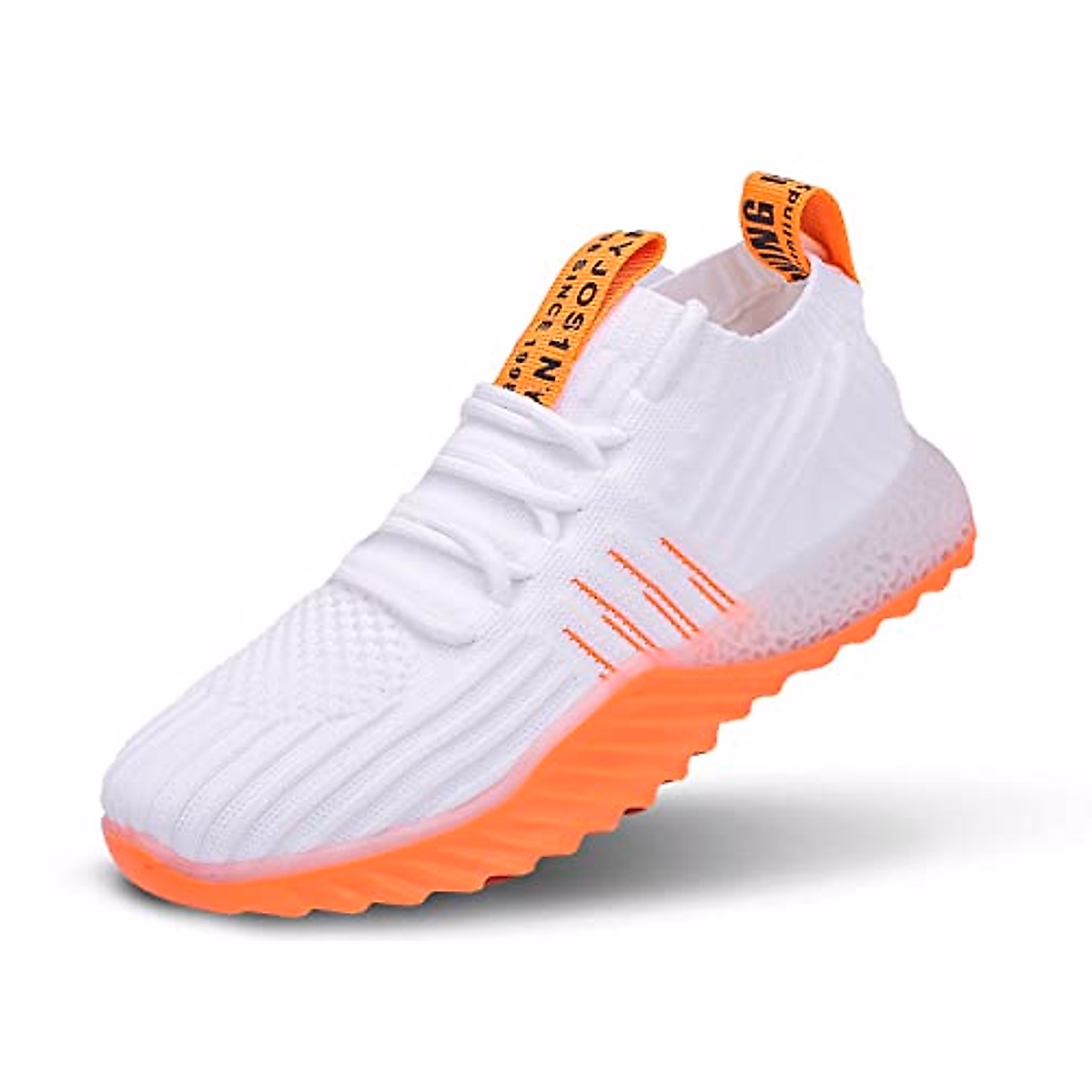 mitvr Womens Colorful Sneakers Fashion Sports Shoes Breathable Casual Walking Shoes,White Orange,41EU=9.5 M US Women