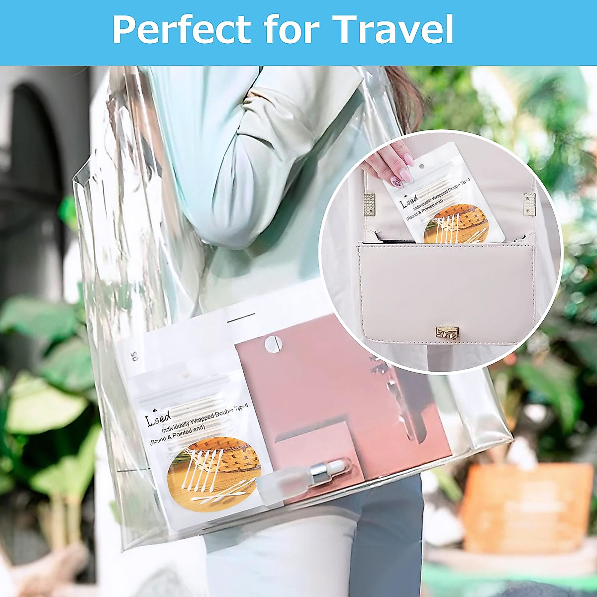 Lsed, Cleaning swabs for Commercial uses, 100 Count Natural Cotton Buds, Individually Wrapped Double Tipped Cotton Tips for Ear, Beauty Care, Cleaning (Round & Pointed Shape Cotton Heads)