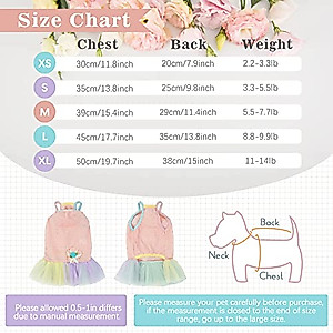 T'CHAQUE Elegant Princess Dog Dress with Colorful Tiered Layer Tutu Tulle, Pet Summer Clothes Dog Apparel for Puppy and Cats, Dog Birthday/Wedding Party Dresses Costume Casual Daily Pets Outfits, S
