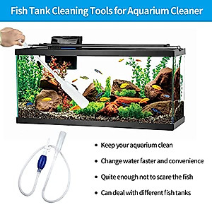 Fish Tank Cleaning Tools, Aquarium Cleaning Kit, Betta Fish Tank Accessories, Aquarium Gravel Cleaner, Algae Scrapers 5 in 1 Kit for Water Change and Sand Cleaner, Long Siphon Nozzle with Valve