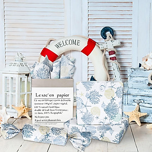 Whaline 100 Sheets Ocean Tissue Paper Sea Shell Starfish Gift Wrapping Paper Coastal Beach DIY Art Craft Tissue Paper for Summer Wedding Birthday Baby Shower Supplies, 13.7 x 19.6 Inch