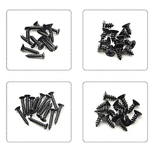 XINGYHENG 650Pcs 13 Kinds M2 M2.3 M3 Black Sunk Head Self Tapping Screw Black Oxide Stainless Flat Cross Recessed Pan Head Screw Assortment Kit