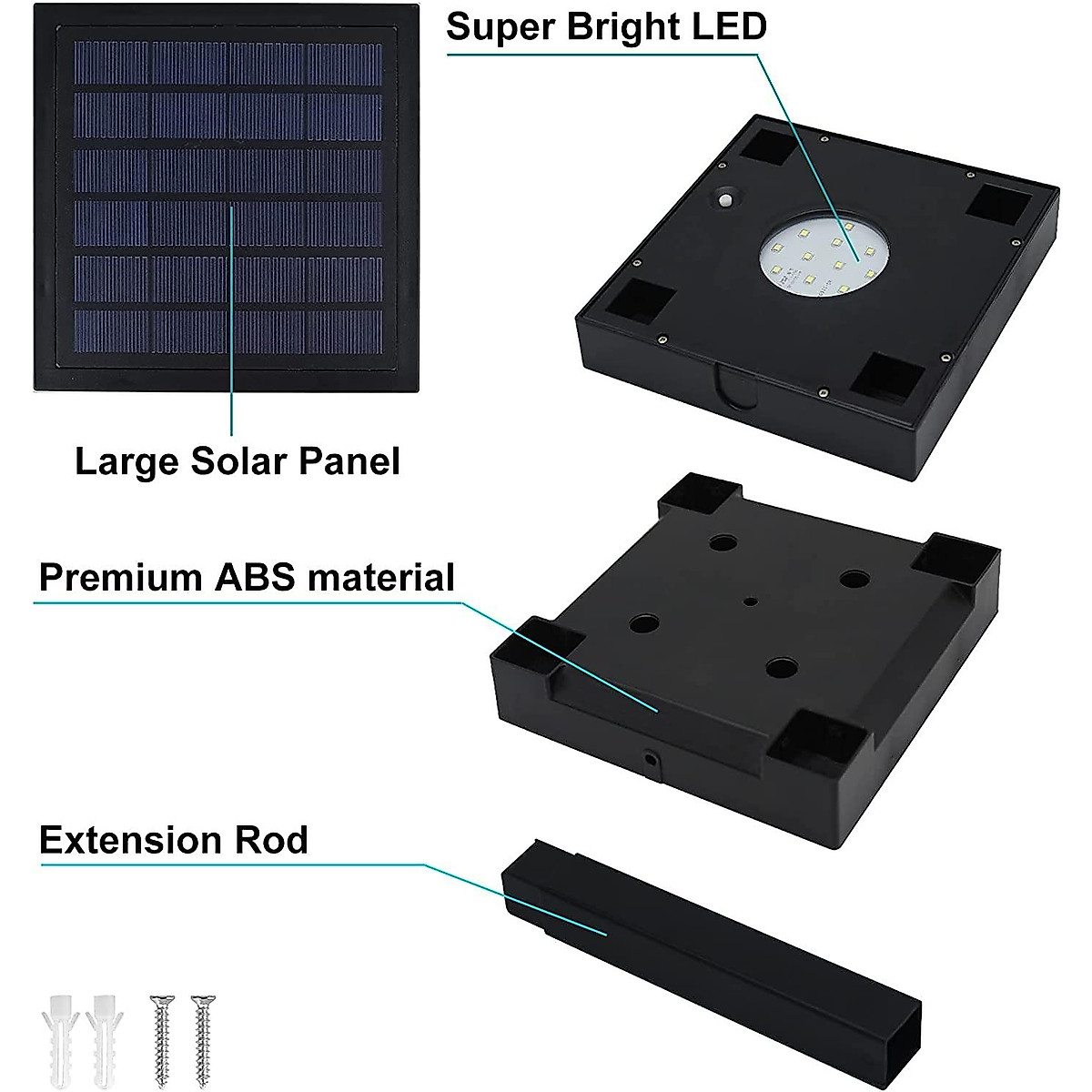 CORESLUX Solar Post Cap Light Lamp Outdoor Floor Lamp, Super Bright Solar Outdoor Lights Waterproof Landscape Path Lights for Garden Yard Walkway 2 Pack