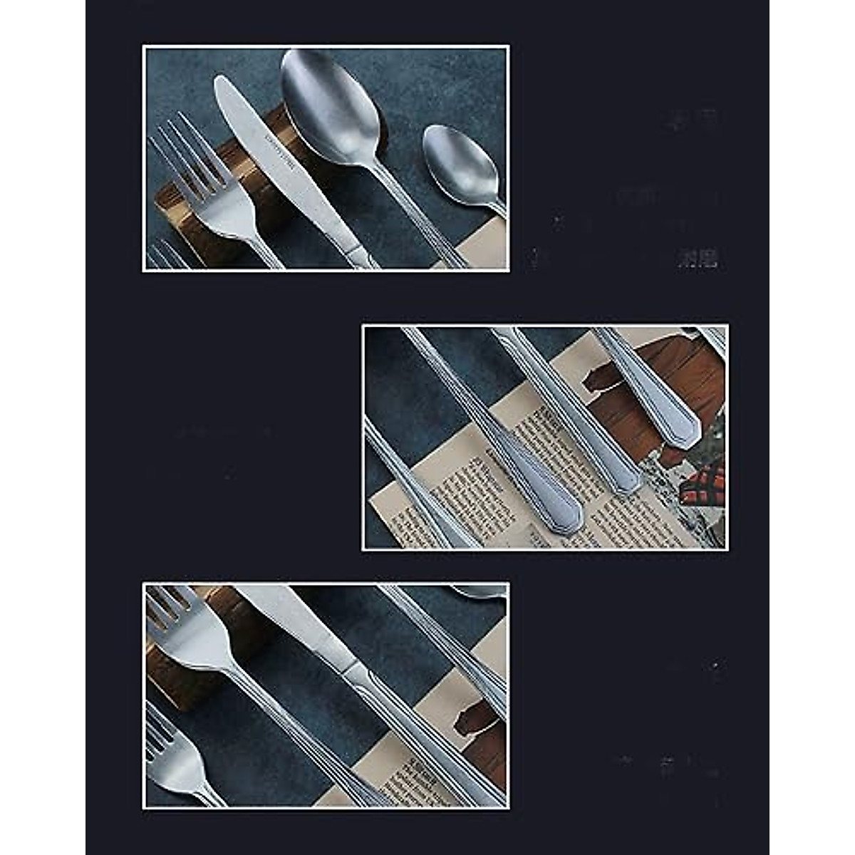 Silverware Set Cutlery Retro Bordered Utensil Flatware Food-Grade Stainless Steel Home Restaurant Small Business,Mirror Finish Tableware 40 Piece Service for 8