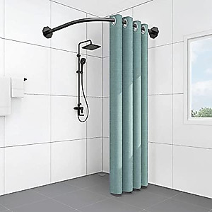 No Hooks Faux Linen Shower Curtain,Waterproof Fabric Shower Curtain Set,Hotel Grade,Heavy Duty,Machine Washable,70W x 78H (Green)