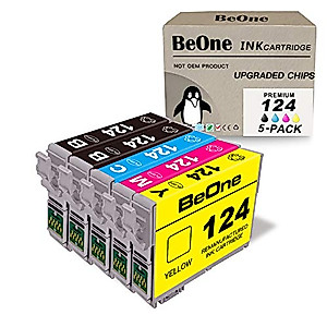 BeOne Remanufactured Ink Cartridge Replacement for Epson T124 124 to use with Stylus NX125 NX127 NX130 NX230 NX330 NX420 NX430 Workforce 320 323 325 435 Printer (2BK 1C 1M 1Y)