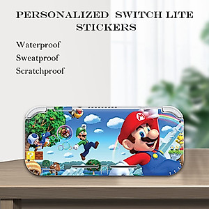 PERFECTSIGHT Compatible with Nintendo Switch Lite Skin Sticker Kawaii Cartoon Vinyl Decal Pretty Pattern Protective Film for NS Console & Joy-Con Controller & Dock (5.5-Mario)