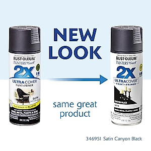 Rust-Oleum 346951-6PK Painter's Touch 2X Ultra Cover Spray Paint, 12 oz, Satin Canyon Black, (Pack of 6)