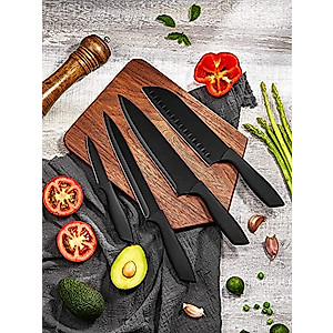 KDIK 16 PCS High Carbon Stainless Steel Kitchen Knife Set, BO Oxidation, No Rust, Sharp Cutlery Black Knife Set with Acrylic Stand and Serrated Steak Knives,AB112