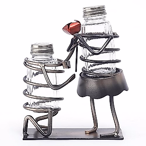 WDLFCGC Funny Salt And Pepper Shakers Set Novelty - Two Glass Shakers With Lids, Rose Lovers Holder Caddy For Spices And Seasonings, For Kitchen, Dining Or Table Decor (rose lovers)