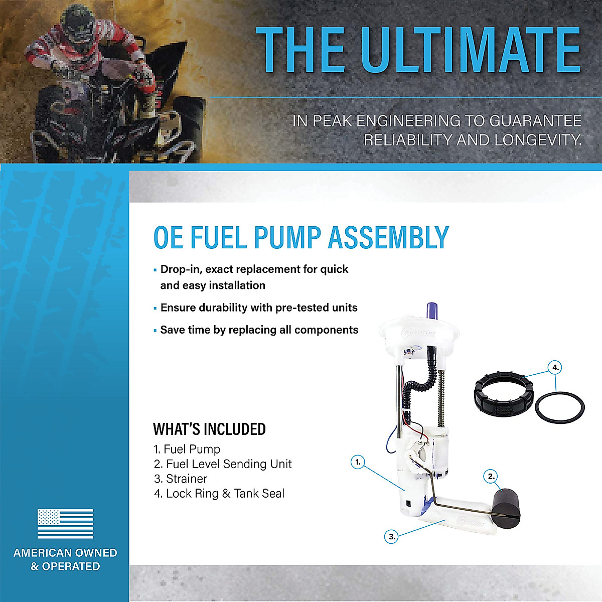 QFS OEM In-Tank Fuel Pump Assembly Replacement for Polaris Ace 325 570 900 / RZR 4 900 64 XP 4 1000 / Sportsman Ace XP 1000 / Scrambler XP 1000 Full Assembly, 2014-2022, OEM 2208323 2208591