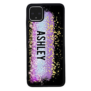 Unicorn Teal Purple Pink Gold Splash Personalized Black Rubber Phone Case Compatible With Google Pixel 8 Pro, 8a, 8, 7a, 7, Pixel 7 Pro, 6a, Pixel 6 Pro, 6, 5, 4a 5G, 4a 4G, 4, 4 XL, 3a, 3a
