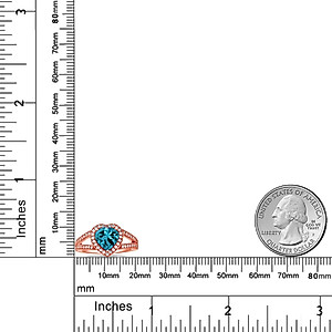 Gem Stone King 18K Rose Gold Plated Silver London Blue Topaz and White Moissanite Ring For Women (2.86 Cttw, Gemstone November Birthstone, Heart Shape 8MM, Available In Size 5,6,7,8,9)