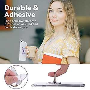 Cobee 3 Pcs Butterfly Cell Phone Ring Stand Holder, Cute Butterfly Pattern Painted Metal Finger Stand Kickstand 360°Rotation Phone Ring Holder Stand Ring Hand Grip with Knob Loop (Blue, Purple, Pink)