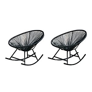 XBrand Hammock Weave Rocking Patio Chair, Black