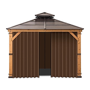 Garden Sunny10'x12' Replacement Gazebo Curtains for Outdoor Waterproof Privacy Sidewall,Universal Shade Curtains Set,Protecting Side Walls- 4-Panels (Only Curtains)-Brown (GSAW)