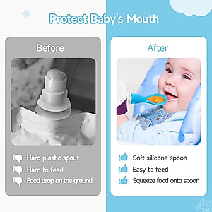 Morlike Baby Food Pouch Topper Silicone Spoons with Travel Cases, Squeeze Pouch Attachment Toppers for Travel and Feeding (6 Pack) - Not Include Squeeze Pouch