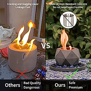 Kante Concrete Tabletop Fire Pit with 7.2" Dark Gray Base, Ethanol Fire Pit for Indoor&Outdoor, Portable Rubbing Alcohol Tabletop Fire Bowl, Mini Fireplaces for Smores Maker (Diamonds Style)