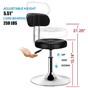 PenghaiYunfei Home Office Chair Ergonomic Desk Chair Computer Chair Height Adjustable Mid Back Task Chair Multi-Purpose Office Desk Chair Barber Shop for Men Women Adults(Black with Backrest)