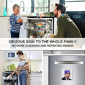 DUNGGLE Dishwasher Magnet Clean Dirty Sign Indicator, Washing Machine Magnet Double Sided Kitchen Dish Washer Refrigerator Magnet Flip with Magnetic Plate Office Michael Scott