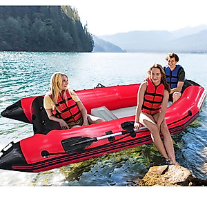 AZXRHWYGS 10 ft Dinghy Boats, 4 Persons Inflatable Boat Fishing Kayak Raft Sport Boat for Adults with Paddles Air Pump Carry Bag