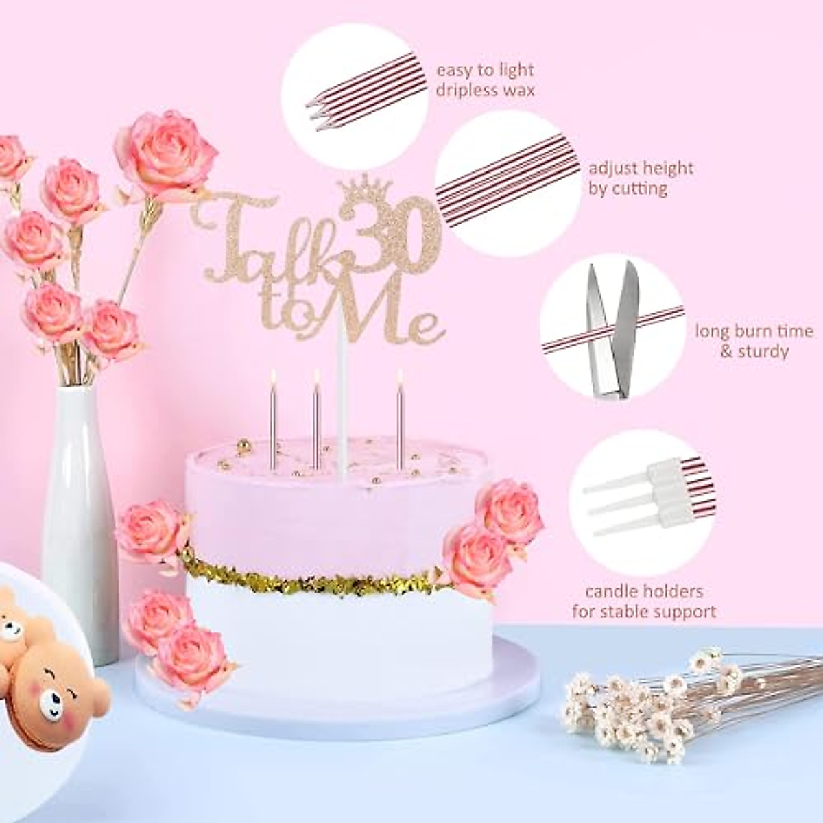 30th Birthday Decorations for Women, 30th Birthday Sash, Rhinestone Headband / Tiara, Candles, Cake Toppers and Daily Planner, Dirty 30 Birthday Decorations and 30th Birthday Gifts for Her