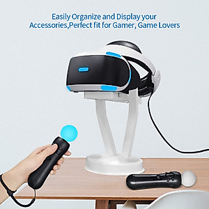 EJGAME VR Stand,Organizer and Display Stand Compatible with Meta Quest 3/PS VR Headset and Touch Controllers (White)