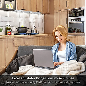 JOEAONZ Range Hood Insert 36 Inch 600CFM Stainless Steel Household Built-in Vent Hood Ducted/Ductless Convertible, Kitchen Ventilation Stove Exhaust Fan, Dual LED lights, Split Grease Baffle Filters