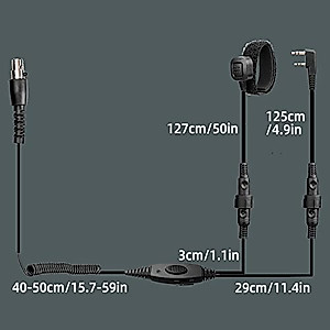 Retevis Walkie Talkie Noise Reduction Headset, Volume Adjustable, Hands Free, Compatible RT22 RT21 H-777 RT68 RB85 Baofeng UV-5R Walkie Talkie, 2 Way Radio Headset, Aviation Gift(1 Pack)