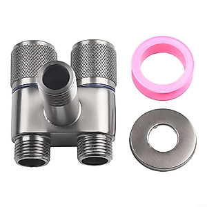 G1/2 Double Control Angle Valve 1 In 2 Out Alloy Faucet for Bathroom Toilet Bidet Sprayer Kitchen Sink Water Heater Shower Head(Gray)