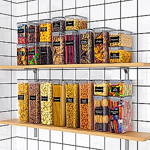 Lifetime Home 32 PACK Airtight Food Storage Containers Set with Lids for Kitchen & Pantry Organization - BPA-Free for Cereal, Pasta, Rice, Vegetables, Fruits & Flour - FREE Markers and Labels