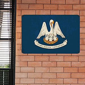 Louisiana Aluminum Metal Sign Louisiana State Flag Metal Sign Home State Country City Souvenir Wall Art Poster Vintage Patriotic Home Decor Garage Yard Signs Indoor & Outdoor Decor 12x18 inch