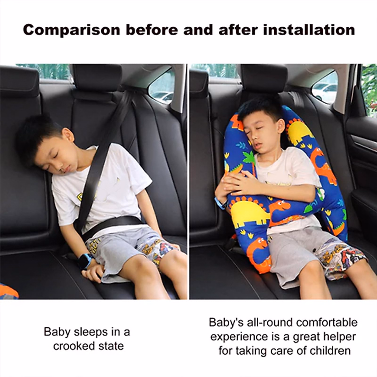Swiftcare Travel Pillow, Swiftcare™ Car Pillow - Cute Kid and Adult Car Sleeping Neck Head Support H-Shape Travel Pillow Cushion Car Seat Safety, Swift Care Travel Pillow (B)