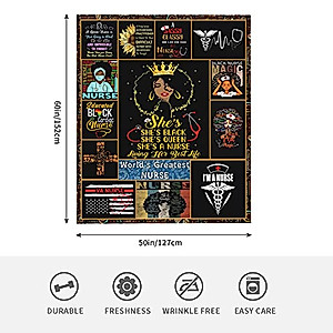 KBBMFEU Nurse Gifts Black Throw Blanket Nurses Day Christmas Retirement Birthday Nurse Gifts for Women Cozy Throw for Bed Sofa 50x60inch