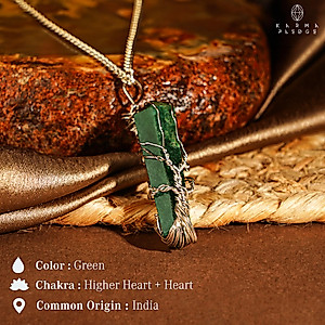 KARMAPLEDGE Handcrafted Crystal Pendant & Necklace; Spiritual Healing Crystal Necklace Pendant; Crystal Jewellery Protection Necklace (Rose Quartz, Amethyst, & Green Aventurine Double Point)