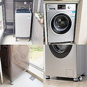 8 PCS Shock and Noise Cancelling Washing Machine Support, Anti Vibration Pads with Tank Tread Grip, Washer and Dryer Pedestals Fit All Machines