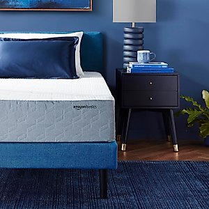 Amazon Basics Memory Foam Mattress, Medium Firm, Cooling Gel, Twin Size Mattress, CertiPUR-US® Certified Foam, 75 x 39 x 10 inches, White/Gray